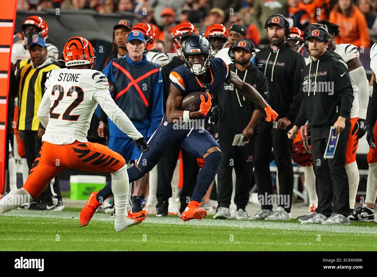 Denver Broncos wide receiver Courtland Sutton (14) runs with the ball ...