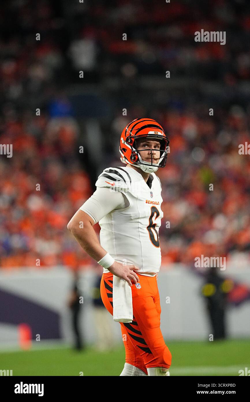 Cincinnati Bengals quarterback Jake Browning (6) runs a play against ...