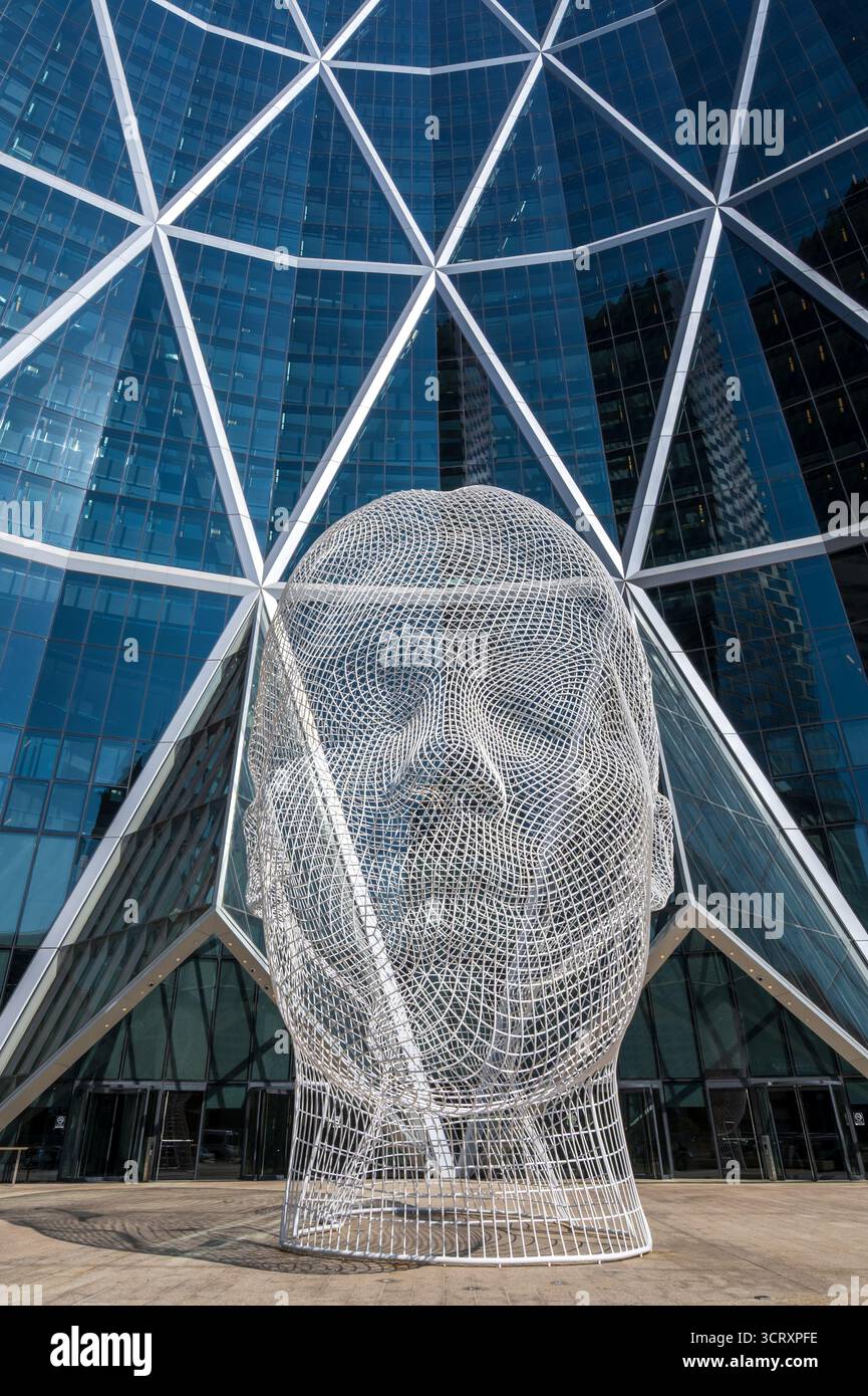 The human face sculpture called Wonderland outside The Bow Building on ...