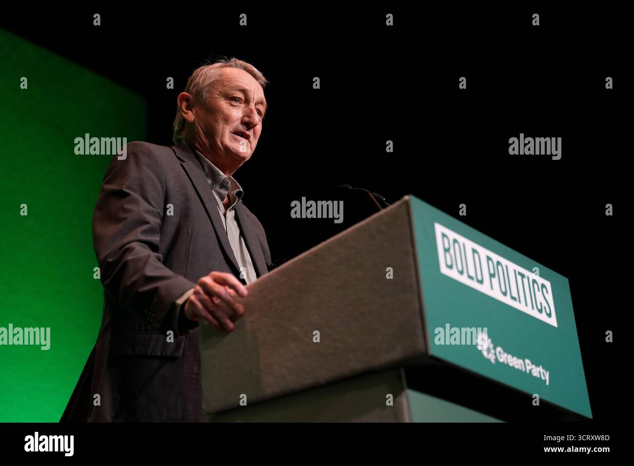 Wales Green Party leader Anthony Slaughter speaking during the Green ...