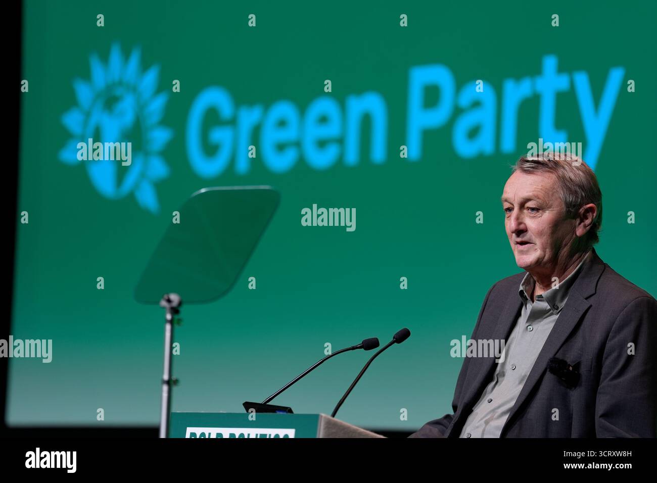 Wales Green Party leader Anthony Slaughter speaking during the Green ...