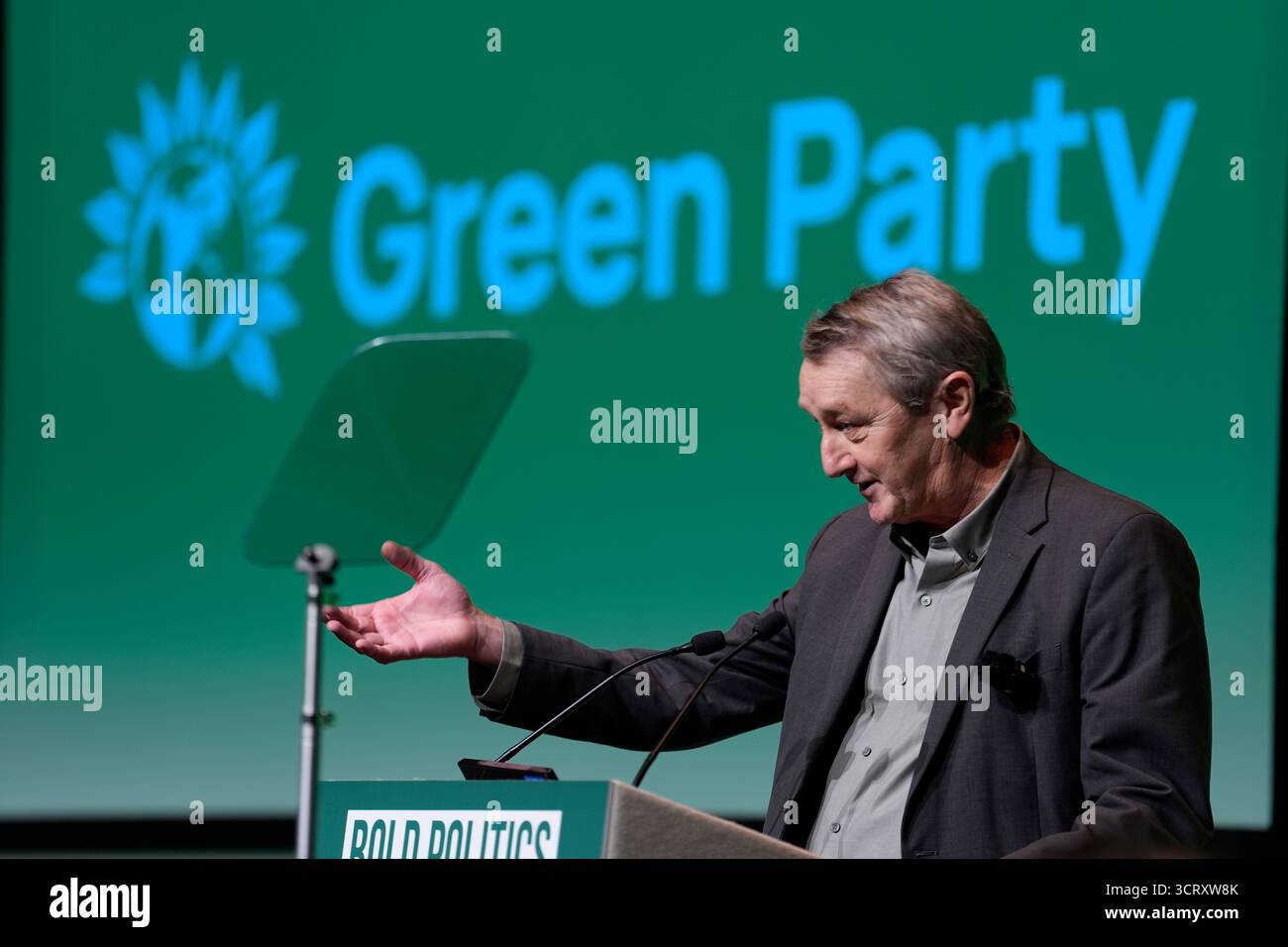 Wales Green Party leader Anthony Slaughter speaking during the Green ...