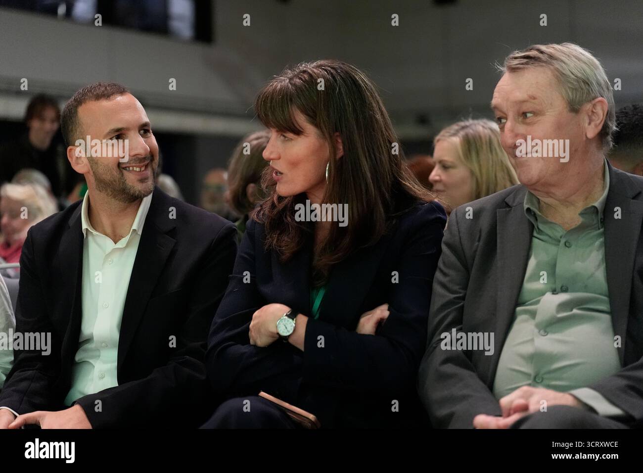 (Left to right) Green Party leader Zack Polanski, deputy leader Rachel ...