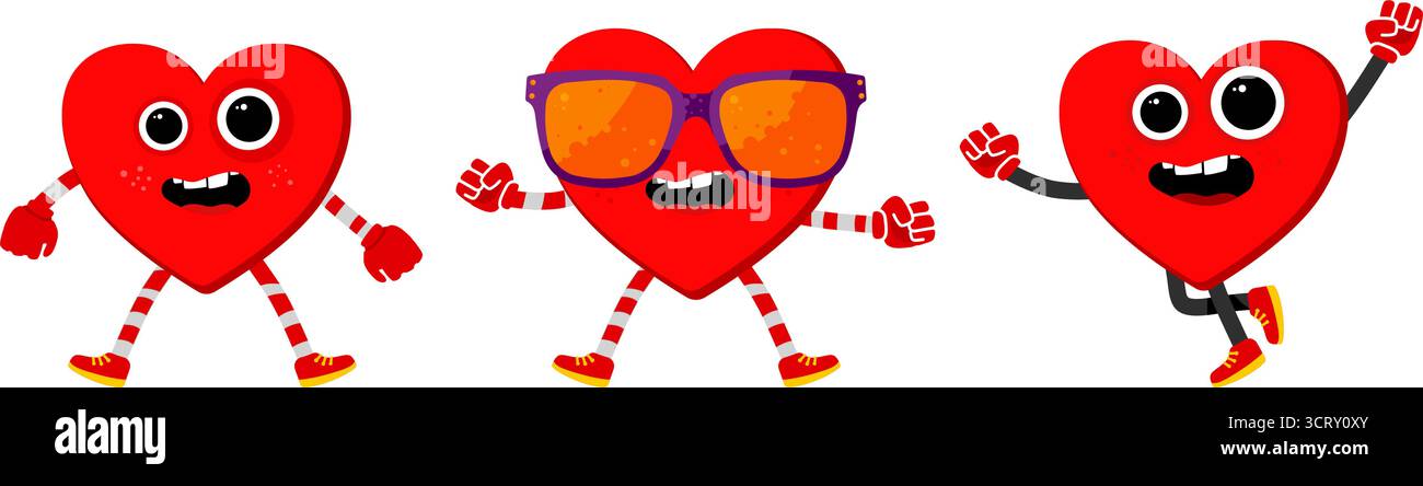 Collection cartoon heart characters Stock Vector Images - Alamy