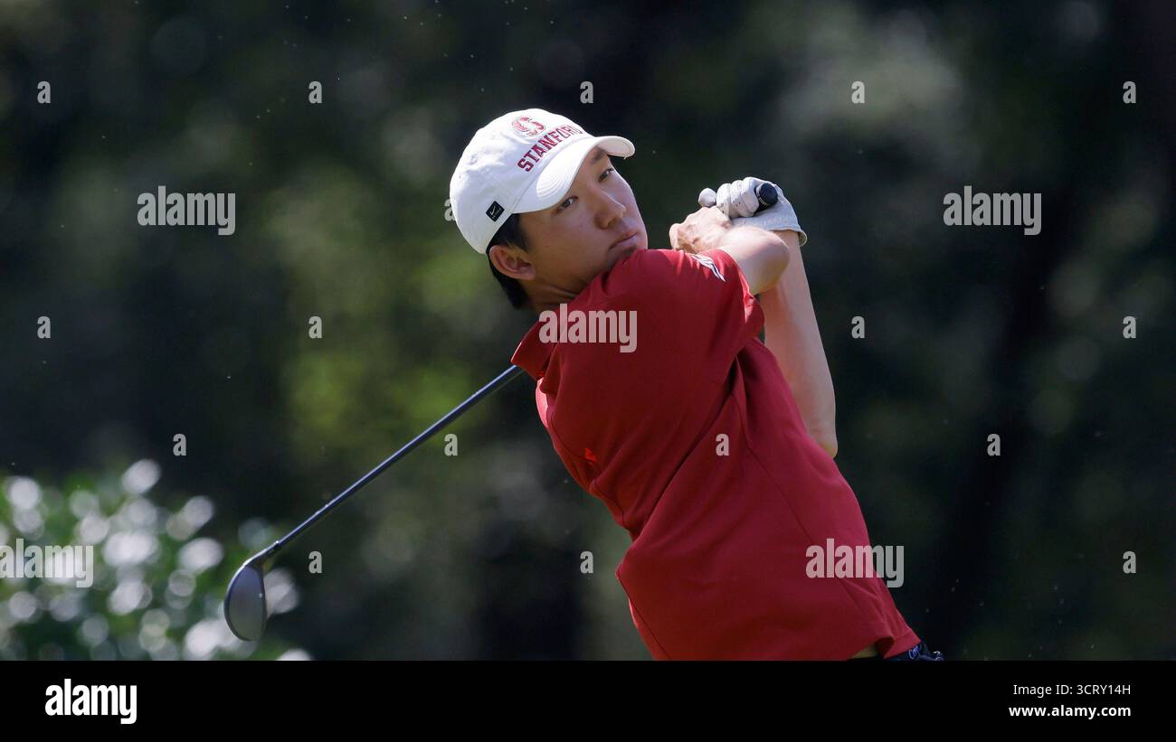 Stanford golfer Jay Leng tees off during the Ben Hogan Collegiate ...