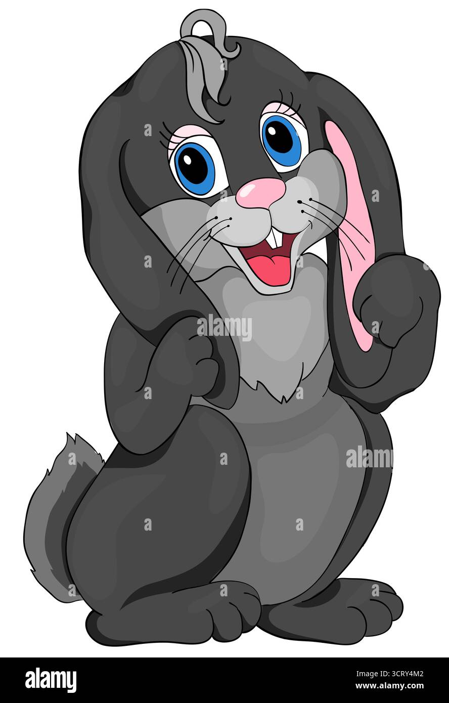 Cute rabbit gray running animal Cut Out Stock Images & Pictures - Alamy