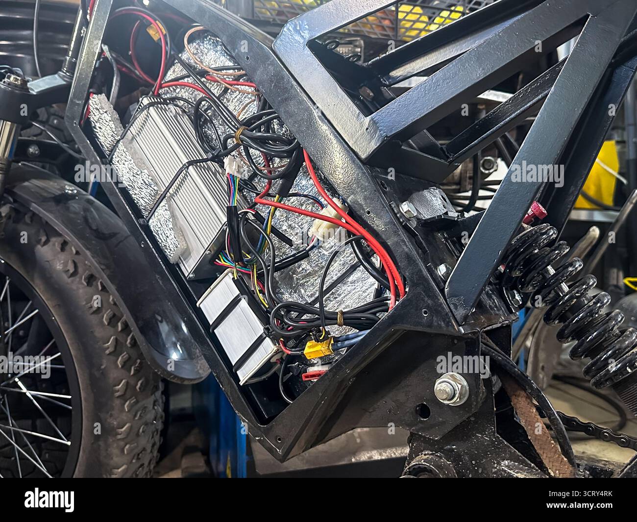 Electric motorcycle battery system wiring suspension frame DIY ...