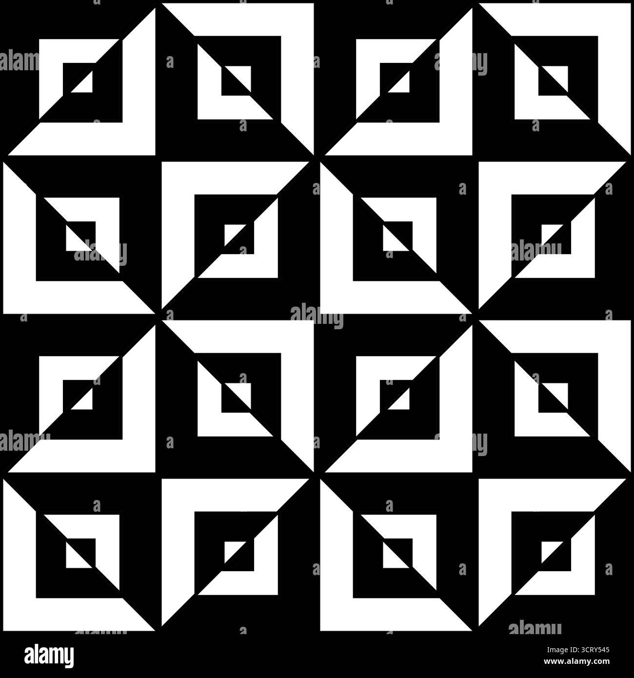 Optical Illusion Black and White Geometric Square Grid Pattern Vector ...