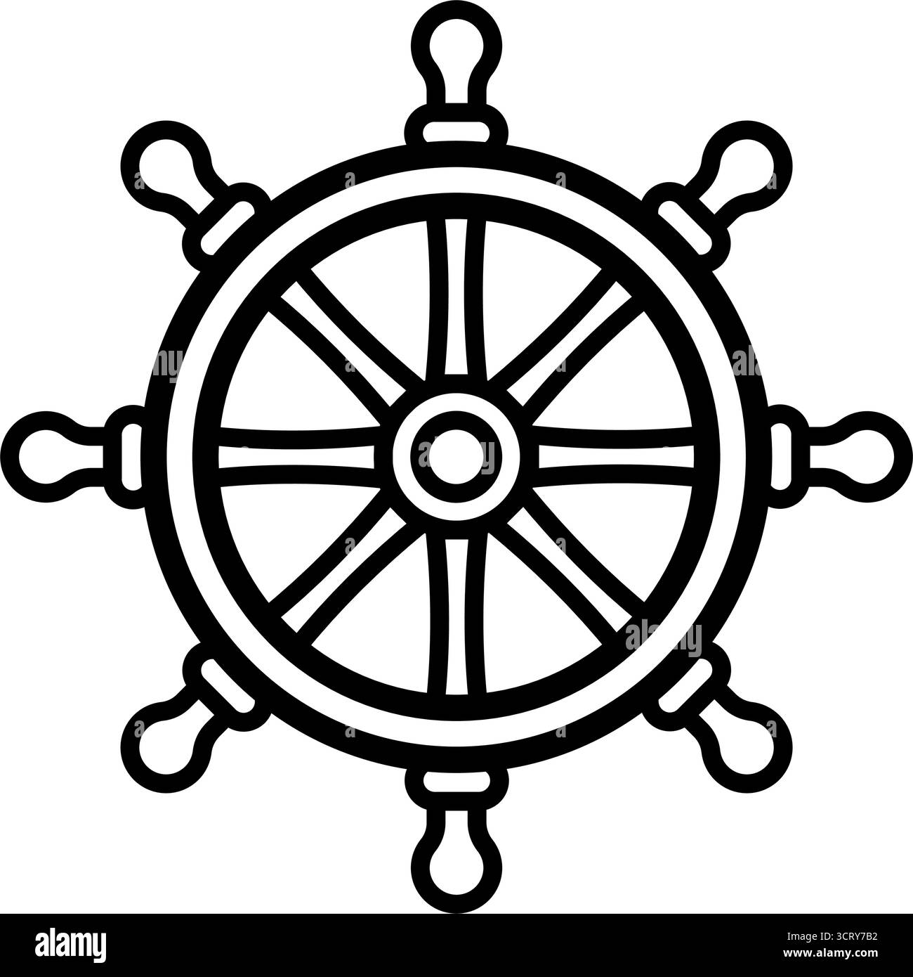 Ship wheel or boat steering wheel line art - vector icon Stock Vector ...