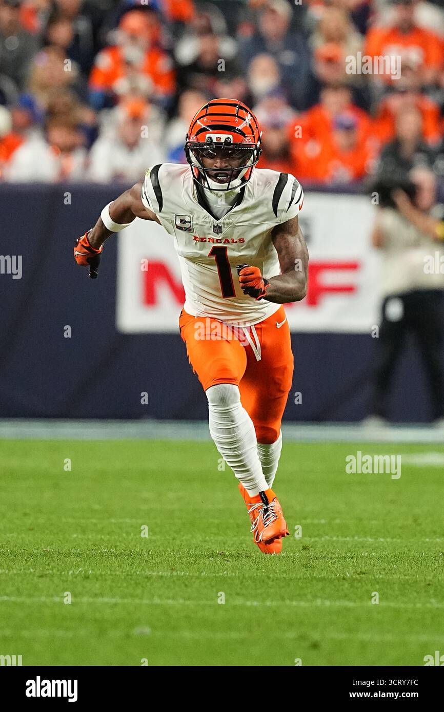 Cincinnati Bengals wide receiver Ja'Marr Chase (1) runs a play against ...