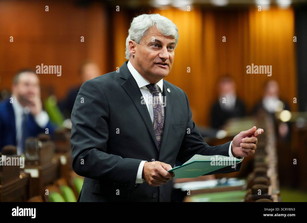 Conservative MP Gerard Deltell asks a question during question period ...