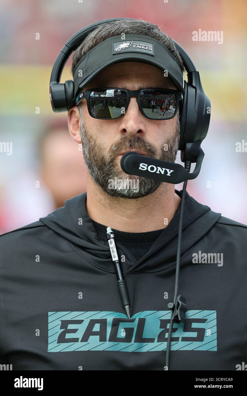 Philadelphia Eagles head coach Nick Sirianni walks the sidelines during ...