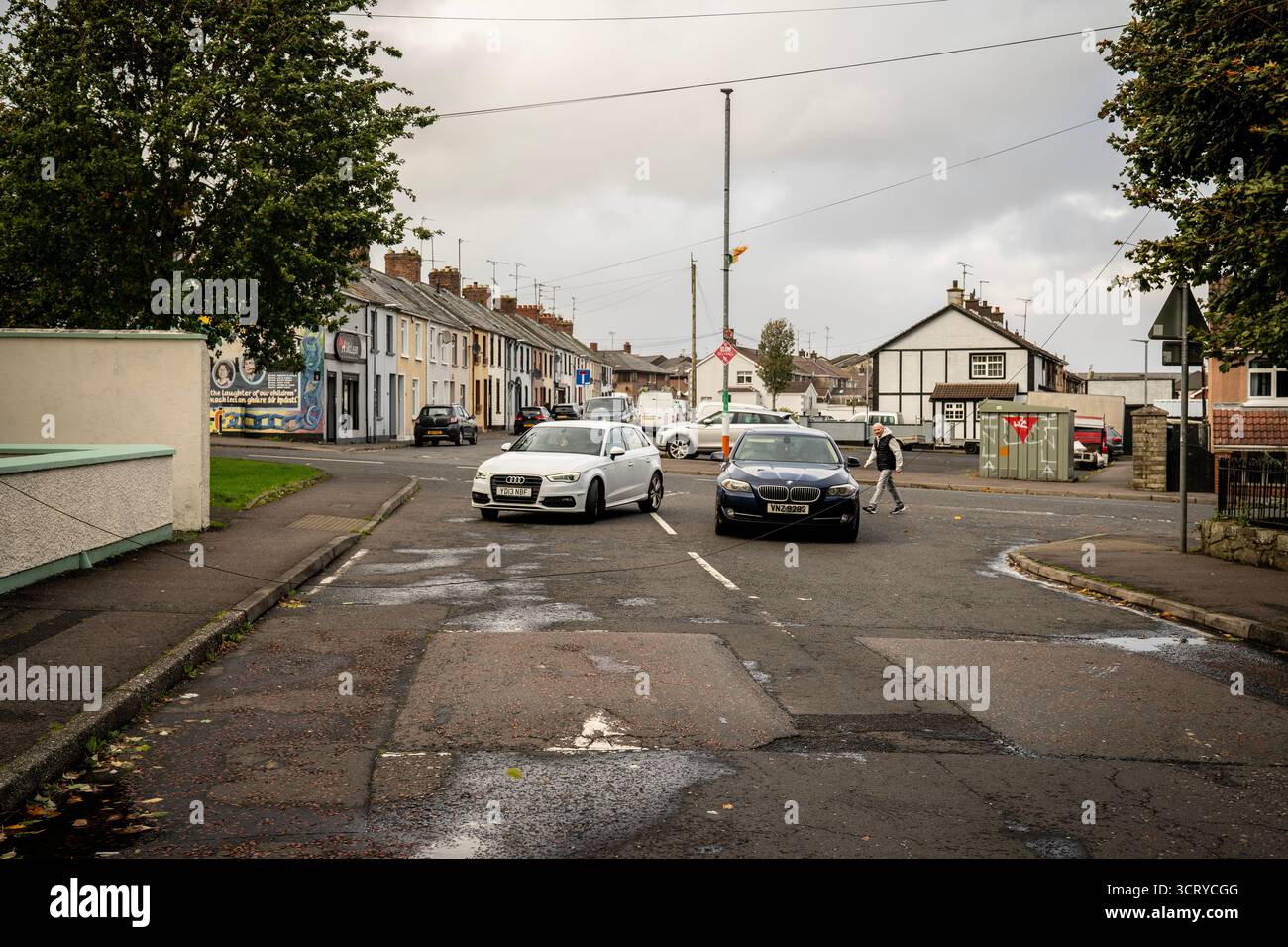 Derry, Northern Ireland. 3 October 2025. A downed power line in the ...