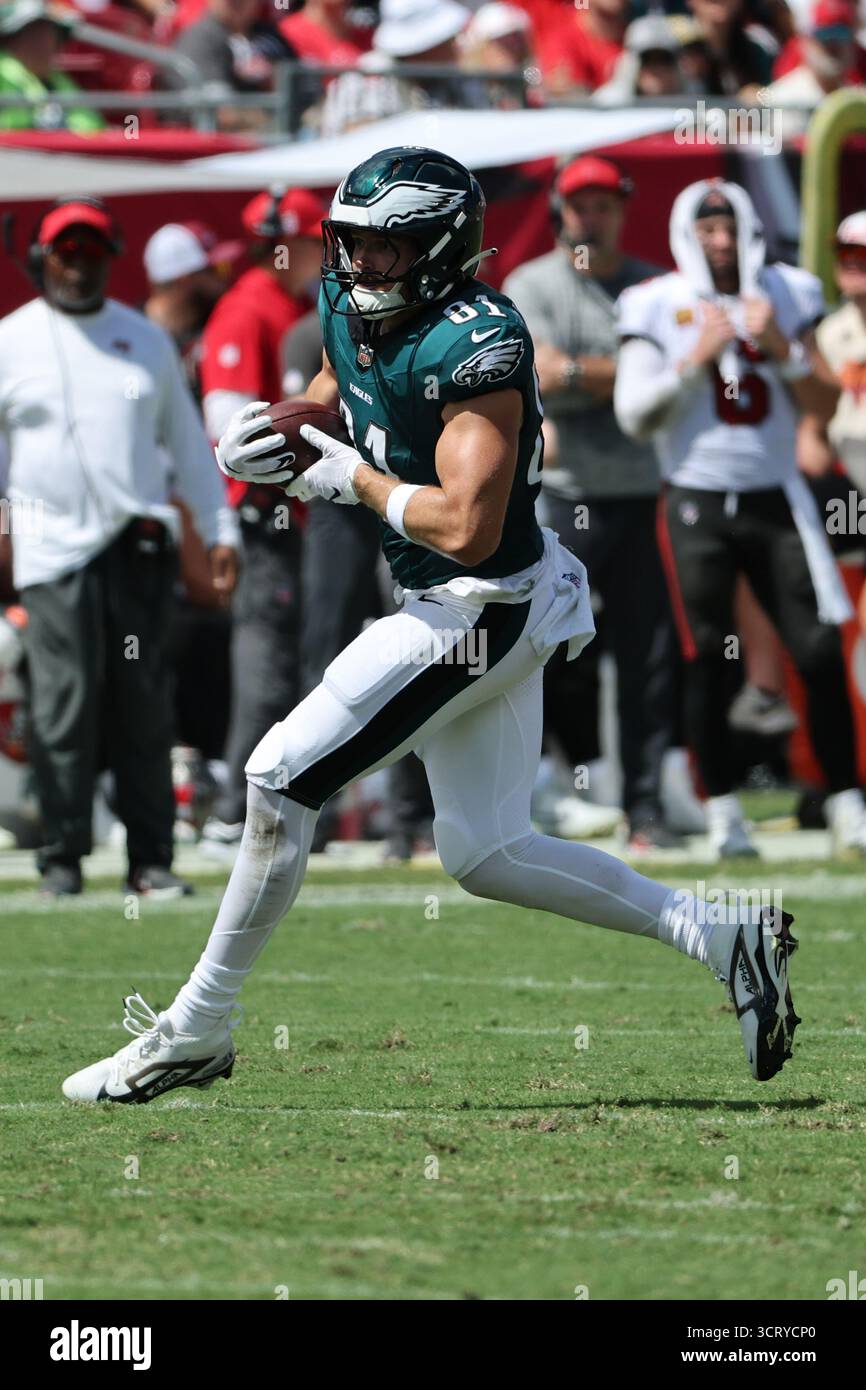 Philadelphia Eagles tight end Dallas Goedert (88) runs the ball after a catch against the Tampa ...