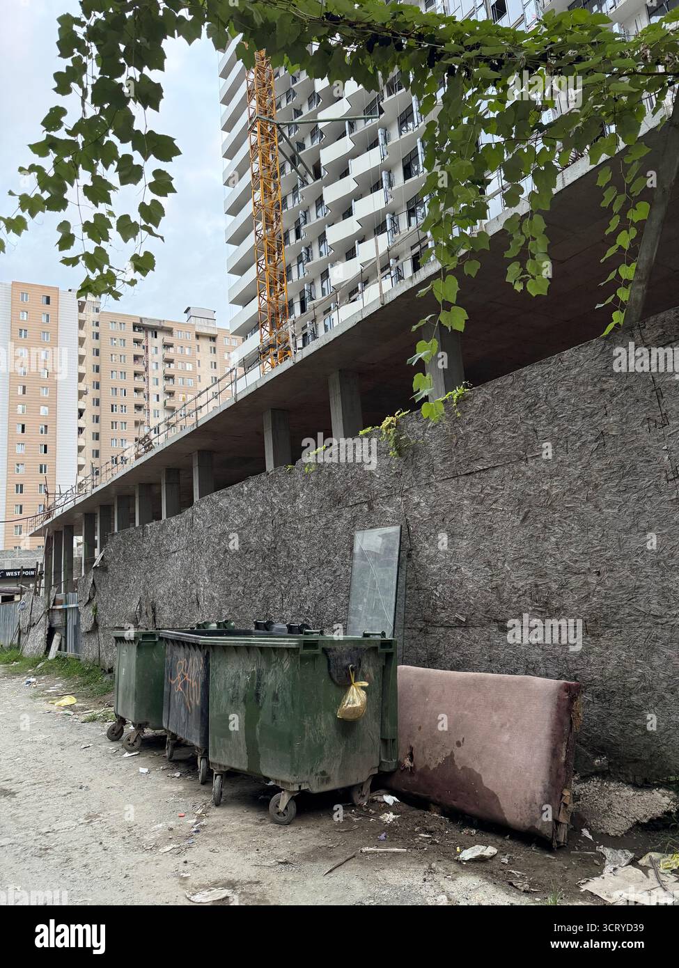 This photo shows a construction site of a high-rise residential ...