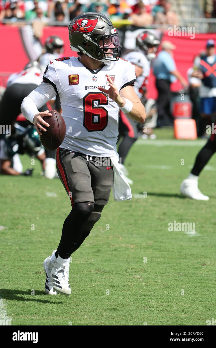 Tampa Bay Buccaneers quarterback Baker Mayfield (6) looks to throw a ...