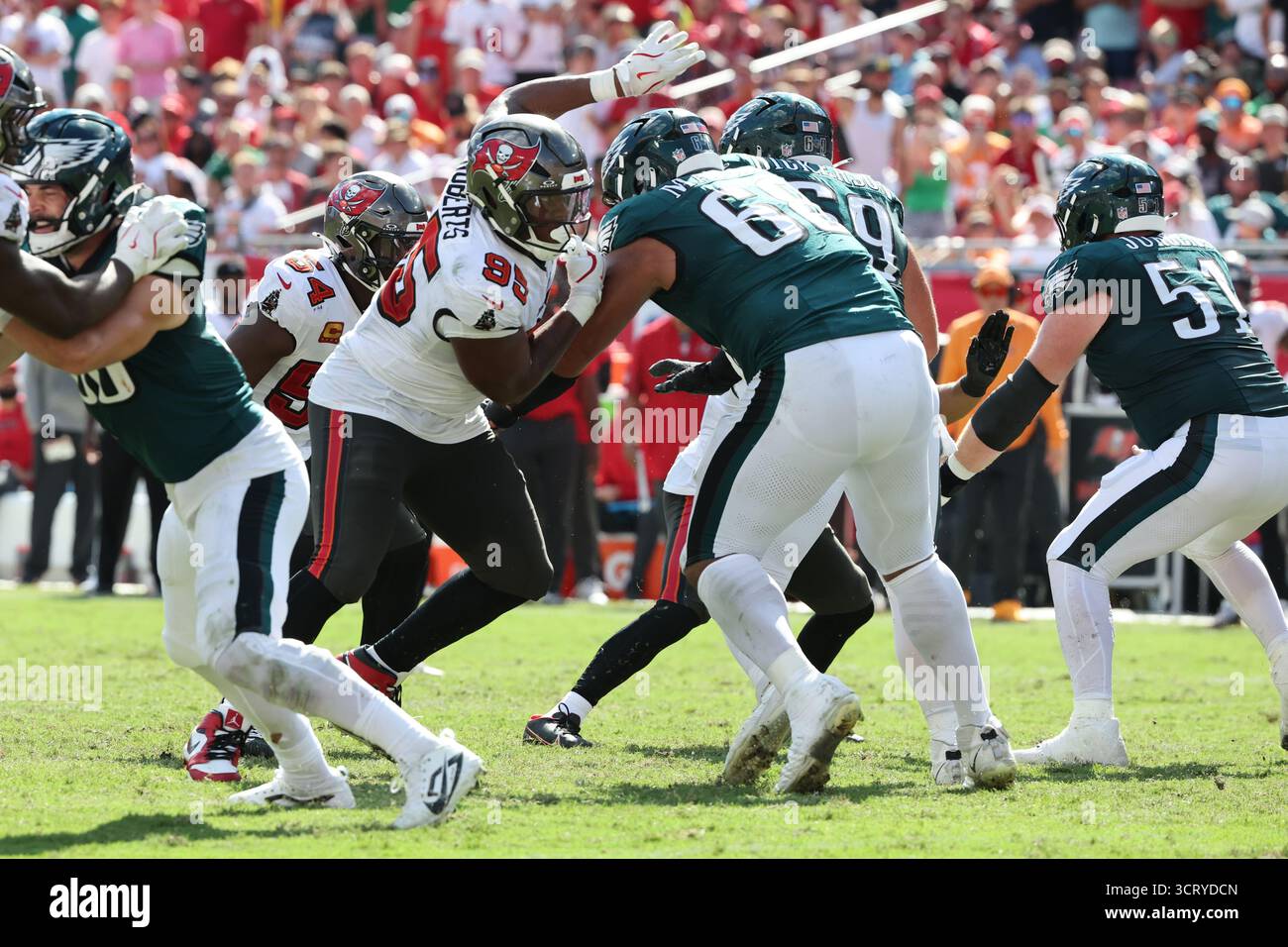 Tampa Bay Buccaneers defensive end Elijah Roberts (95) rushes in ...
