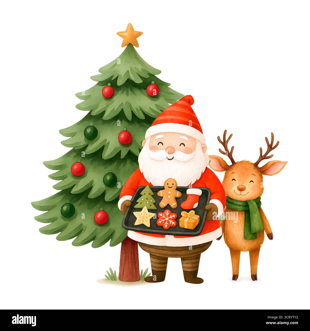 Watercolor santa elements Cut Out Stock Images & Pictures - Alamy