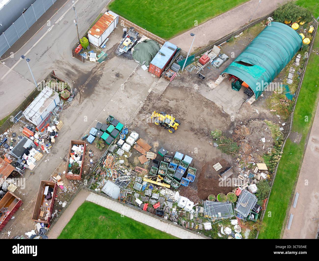 Scrap metal recycling compound viewed from above Stock Photo - Alamy