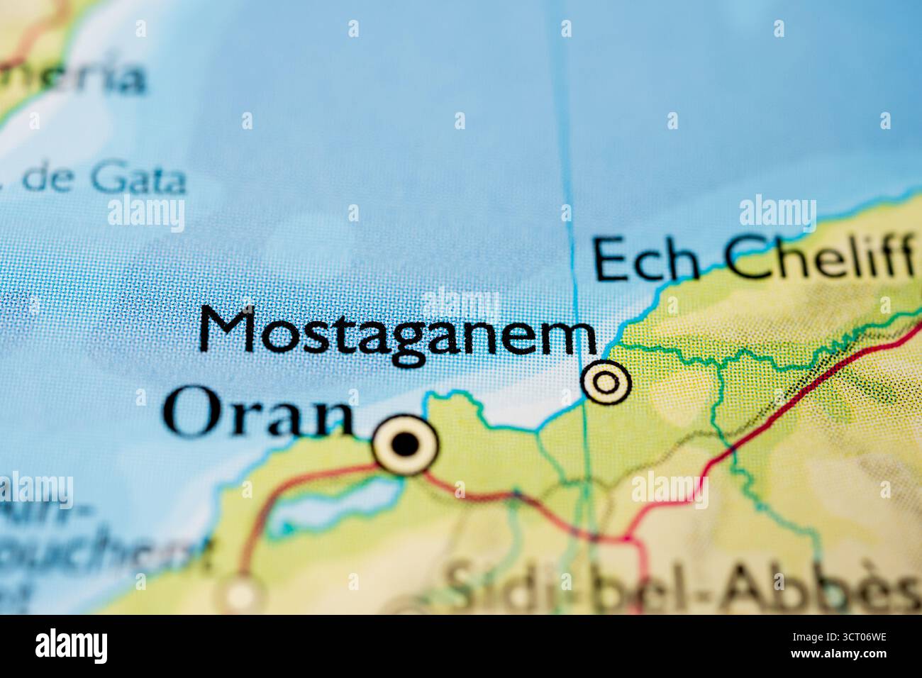 Algerian map showing Oran and Mostaganem region Stock Photo - Alamy