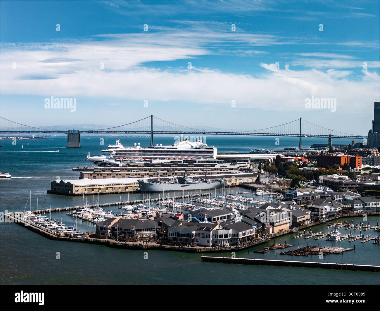 Aerial View of San Francisco Waterfront with Bay Bridge and Marina ...