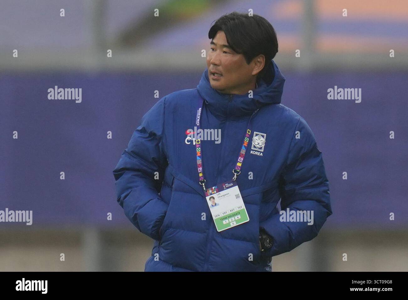 South Korea's coach Lee Chang-won instructs his players during a FIFA U-20 World Cup Group B ...