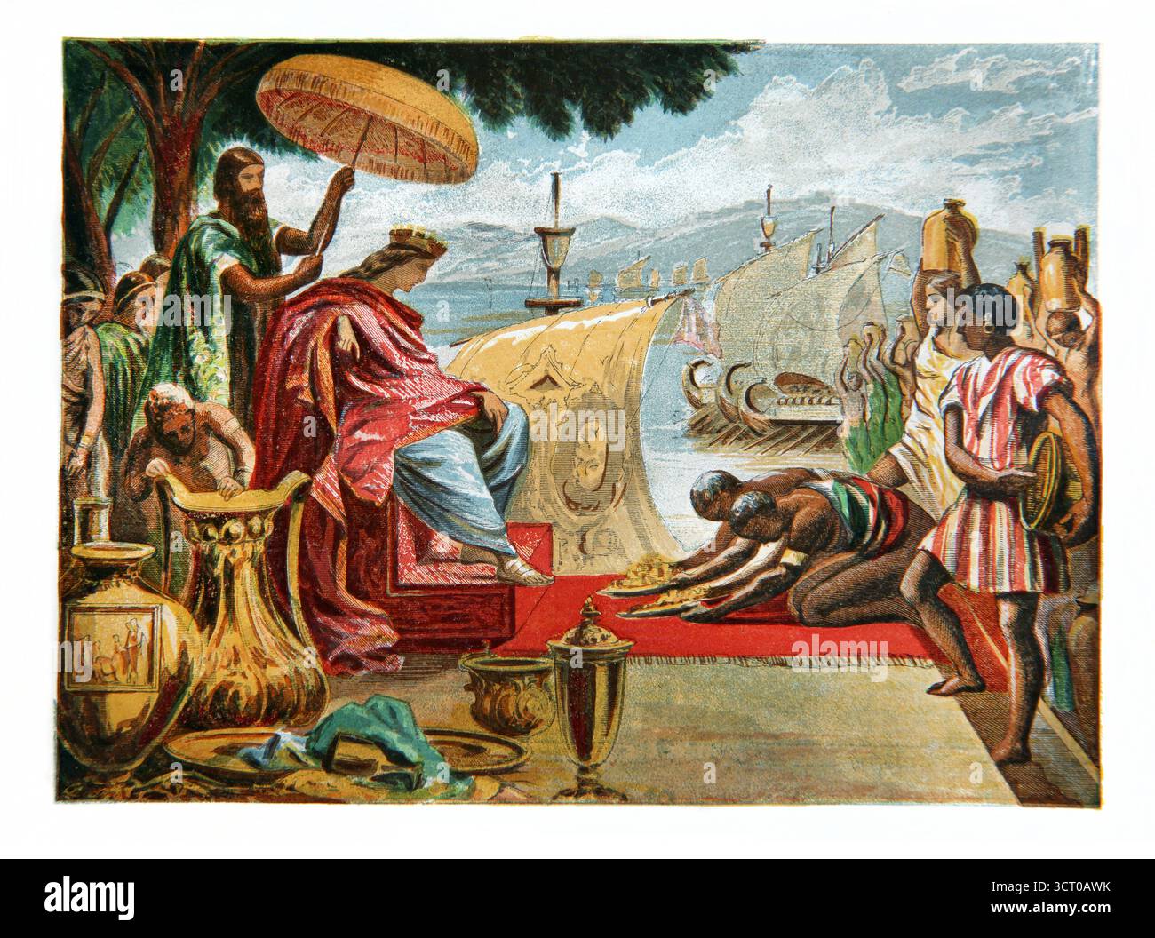 Hand-painted illustration of King Solomon in all his Glory (Chronicles ...