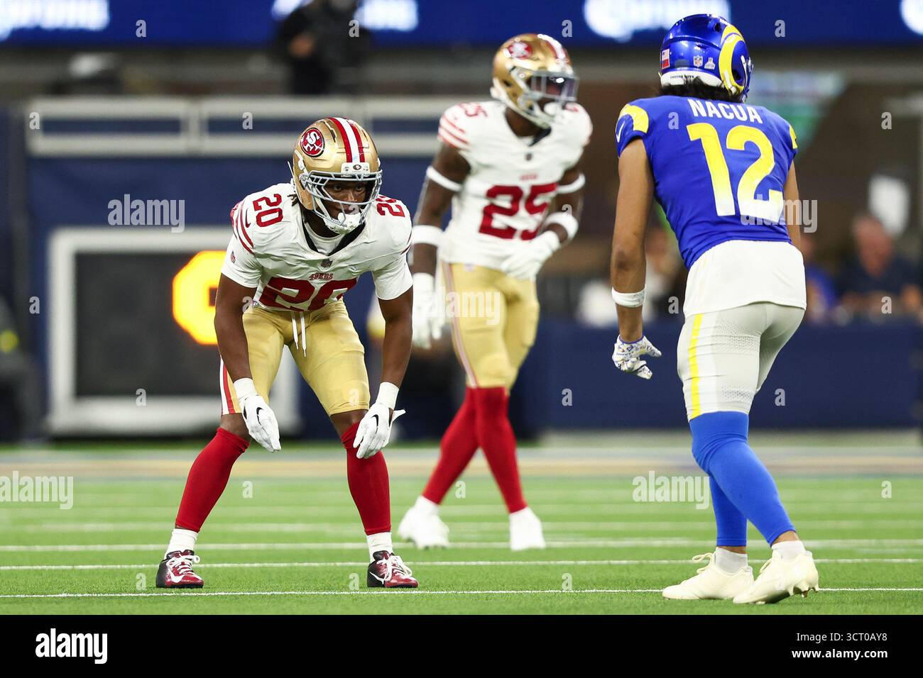 San Francisco 49ers cornerback Upton Stout (20) prepares for a play ...