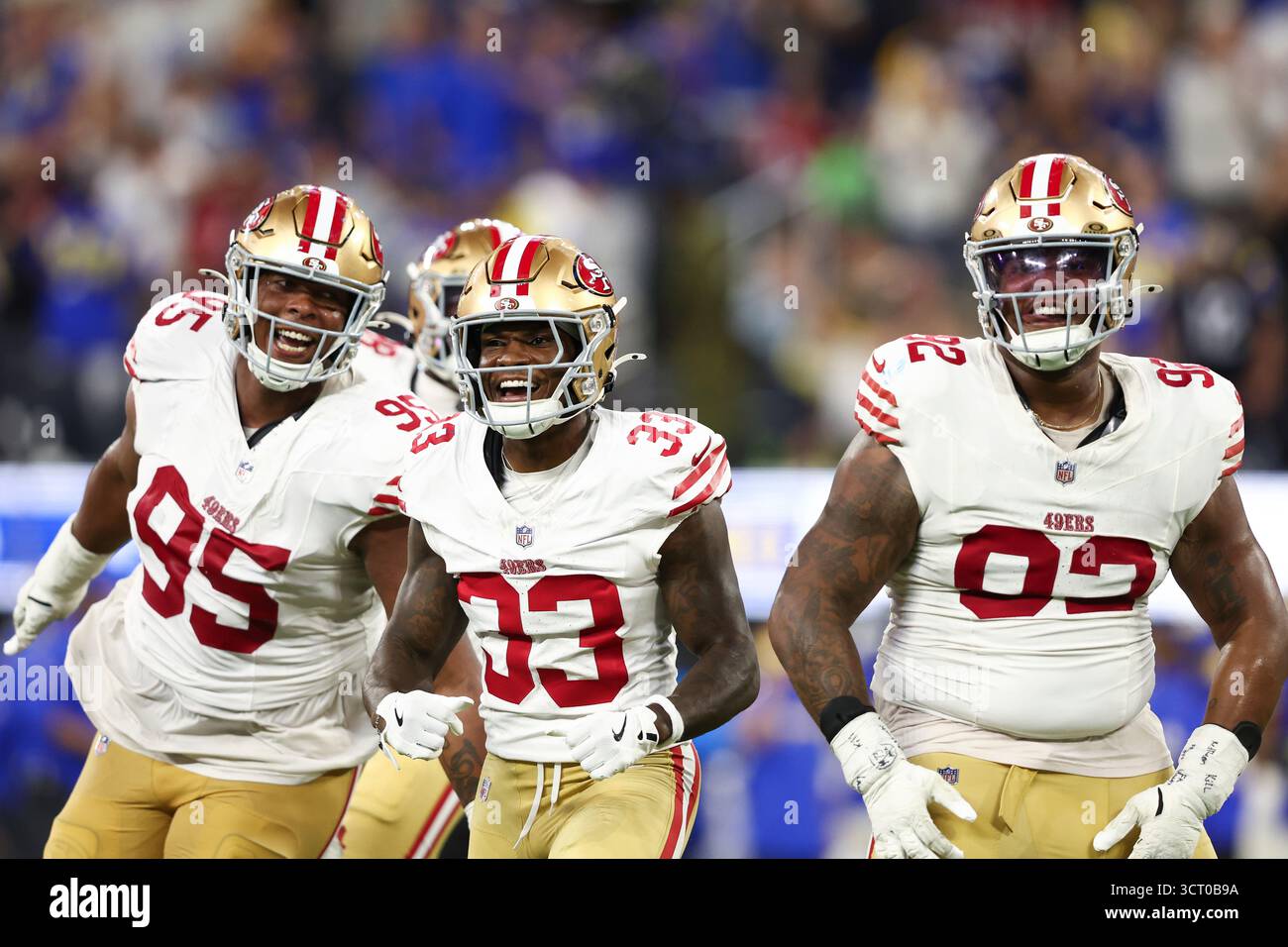San Francisco 49ers defensive tackle Jordan Elliott, right, celebrates ...