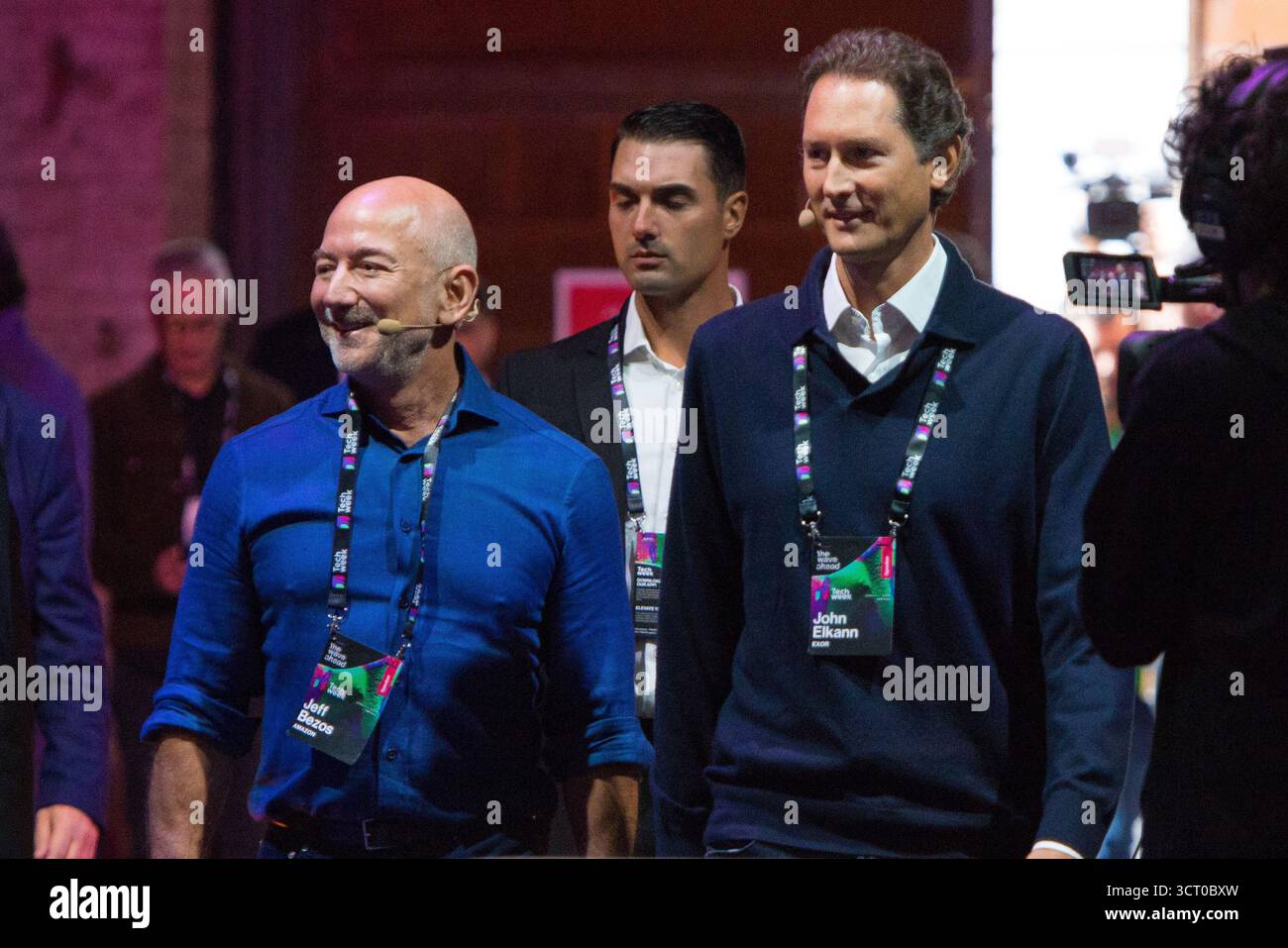Torino, Italy. 3rd Oct, 2025. American businessman Jeff Bezos (left ...