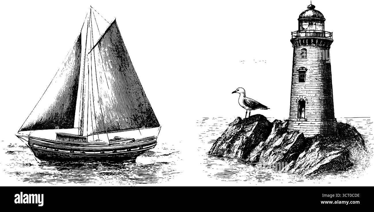 Vintage maritime scene Cut Out Stock Images & Pictures - Alamy