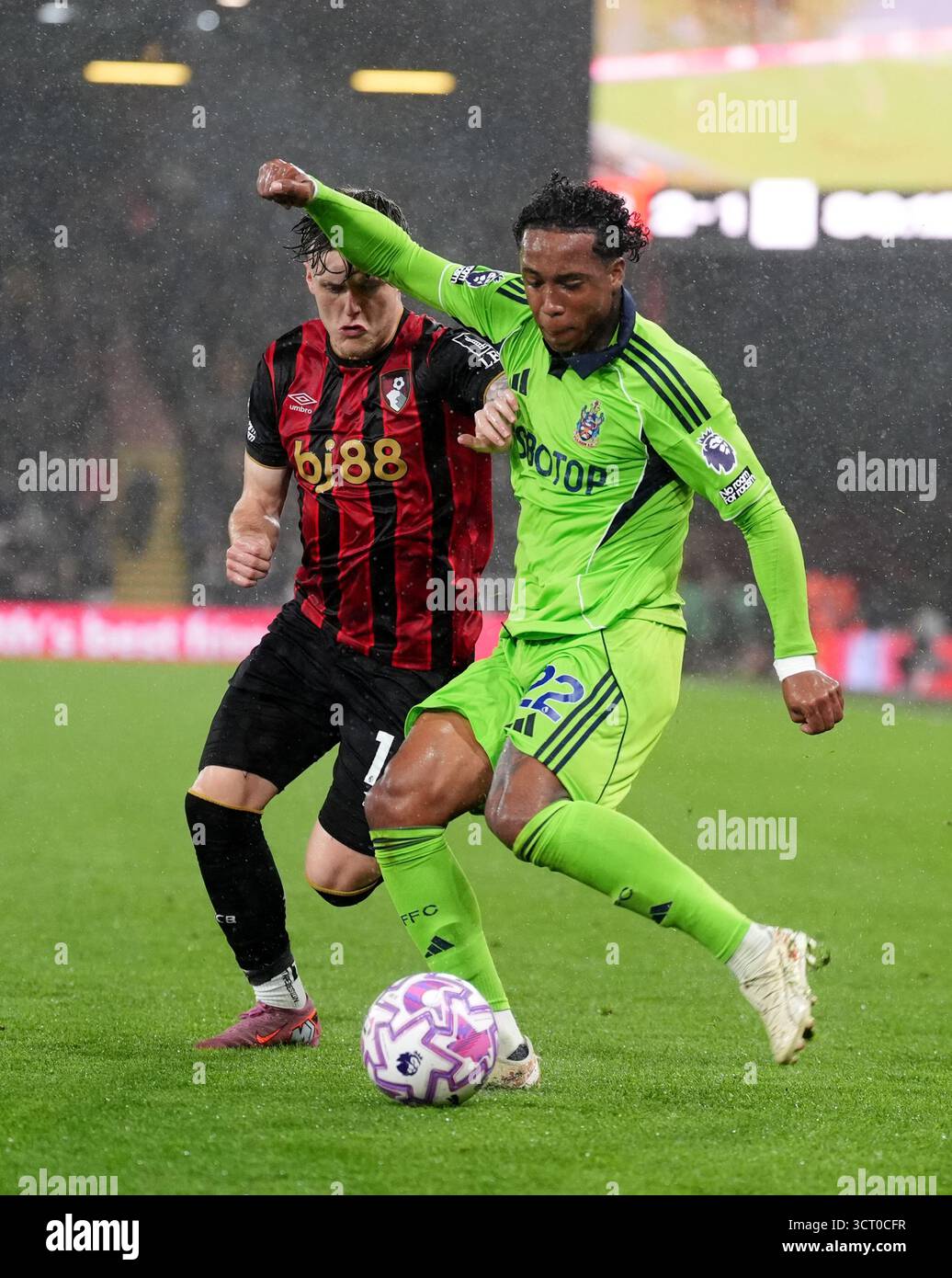 Fulham's Kevin (right) and Bournemouth's Ben Doak (left) battle for the ...