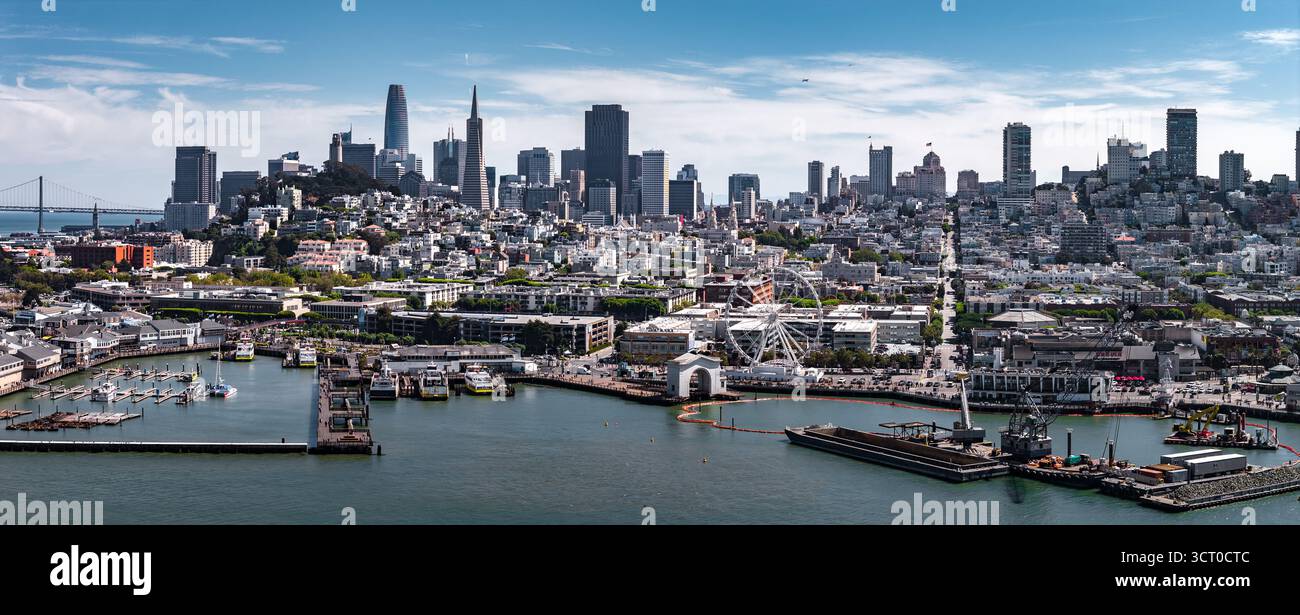 Aerial View of San Francisco Skyline with Bay Bridge and Waterfront ...