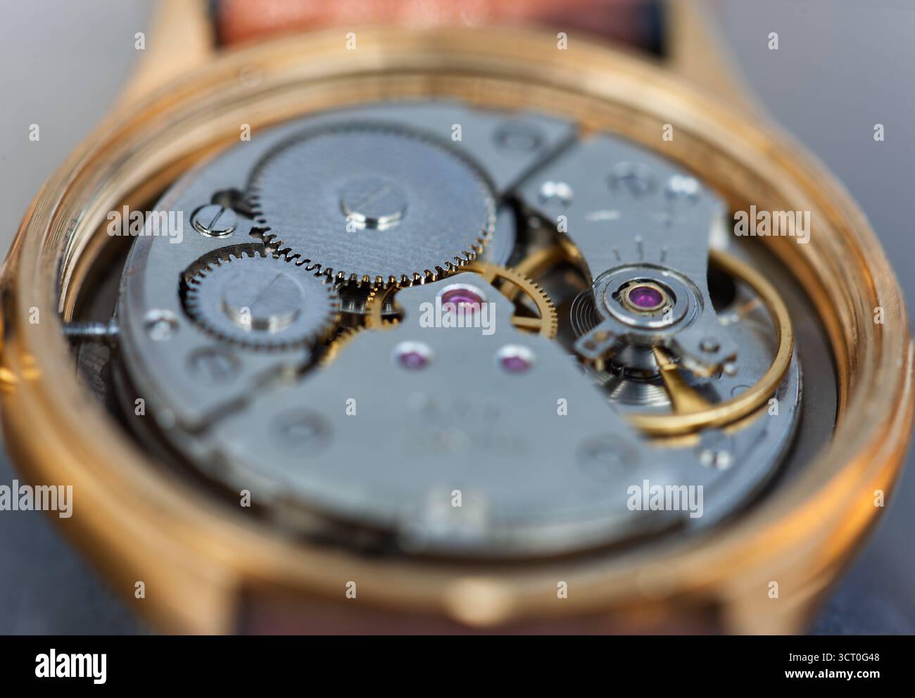 vintage mechanical wristwatch with the case opened revealing the ...