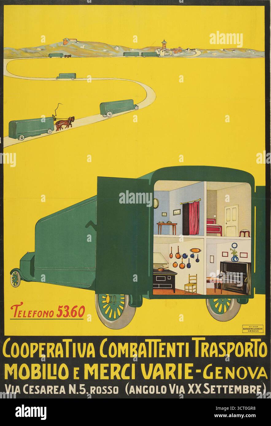 COOPERATIVA COMBATTENTI TRASPORTO, vintage Italian transport poster ...