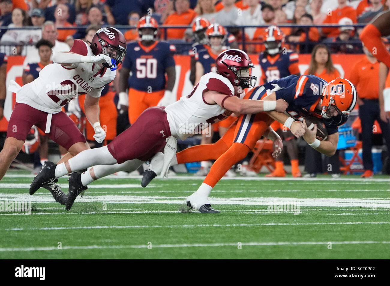 SYRACUSE, NY - SEPTEMBER 12: Colgate Raiders Linebacker Elijah Hamilton ...