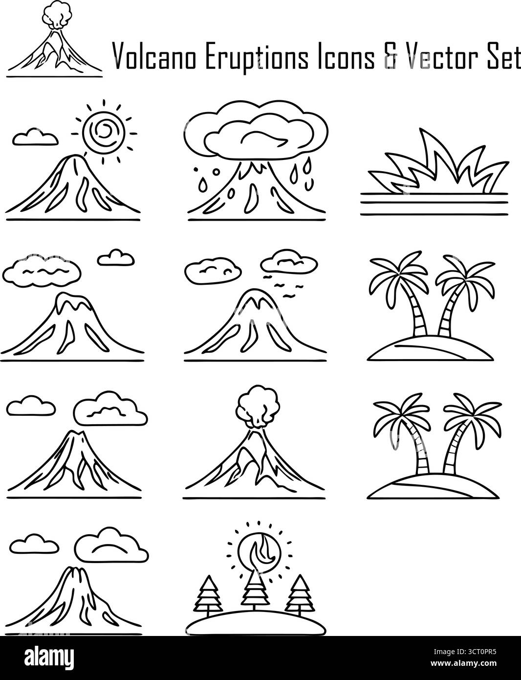 Volcano Eruption with Lava Flow and Ash Cloud: Natural Disaster in ...