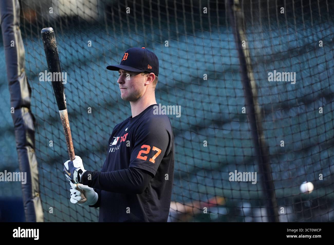 Detroit Tigers shortstop Trey Sweeney takes batting practice, Friday ...