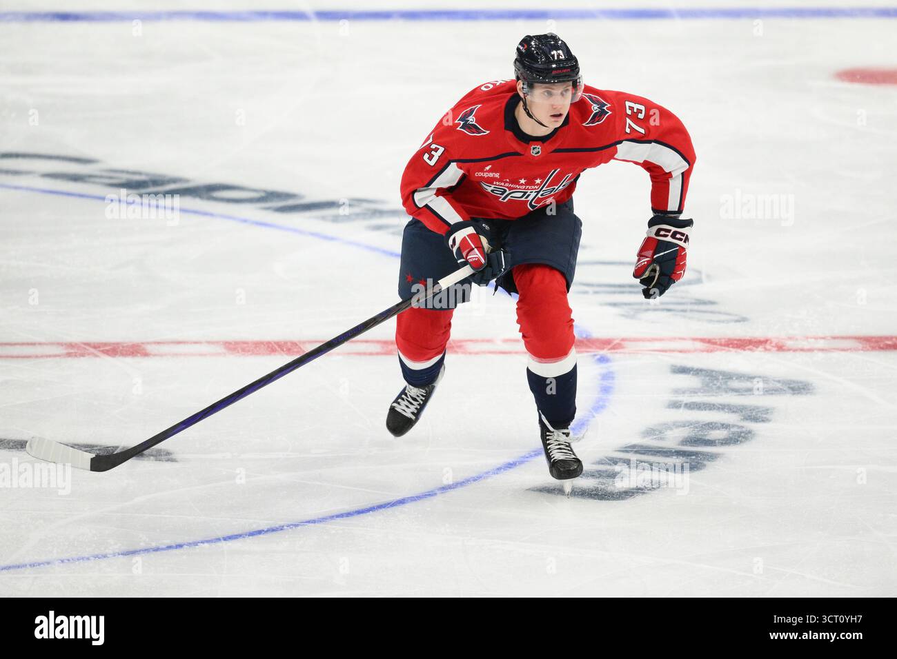 Washington Capitals forward Eriks Mateiko (73) in action during the ...