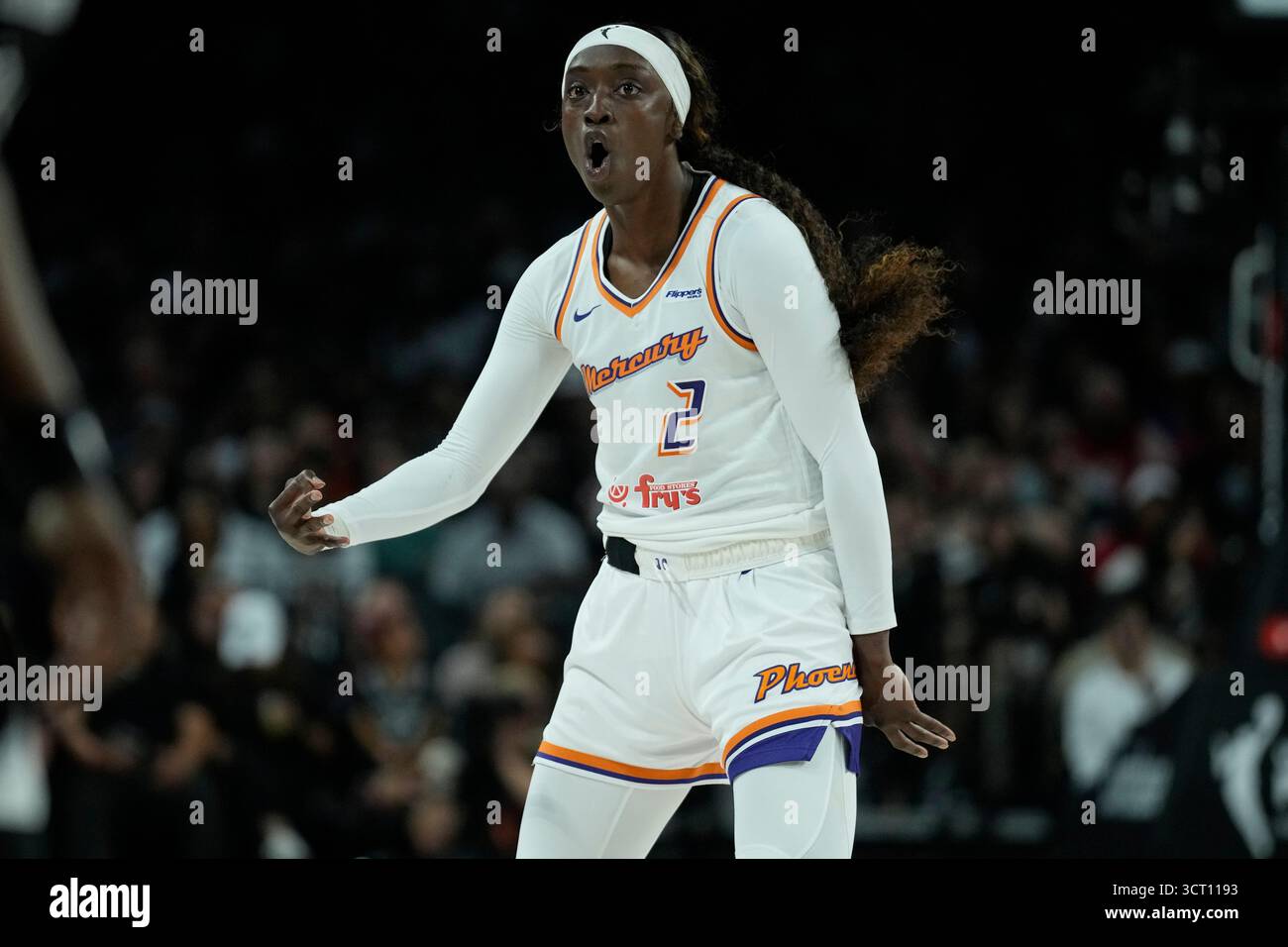 Phoenix Mercury guard Kahleah Copper (2) celebrates a three pointer ...