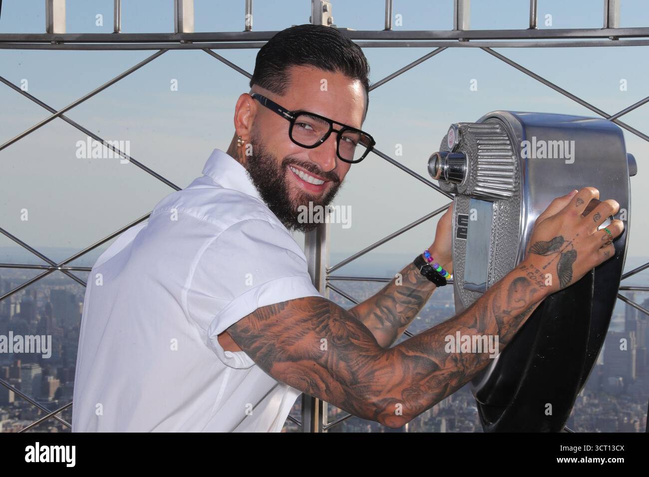 NEW YORK, NEW YORK – OCTOBER 03: Colombian superstar Maluma lights the ...