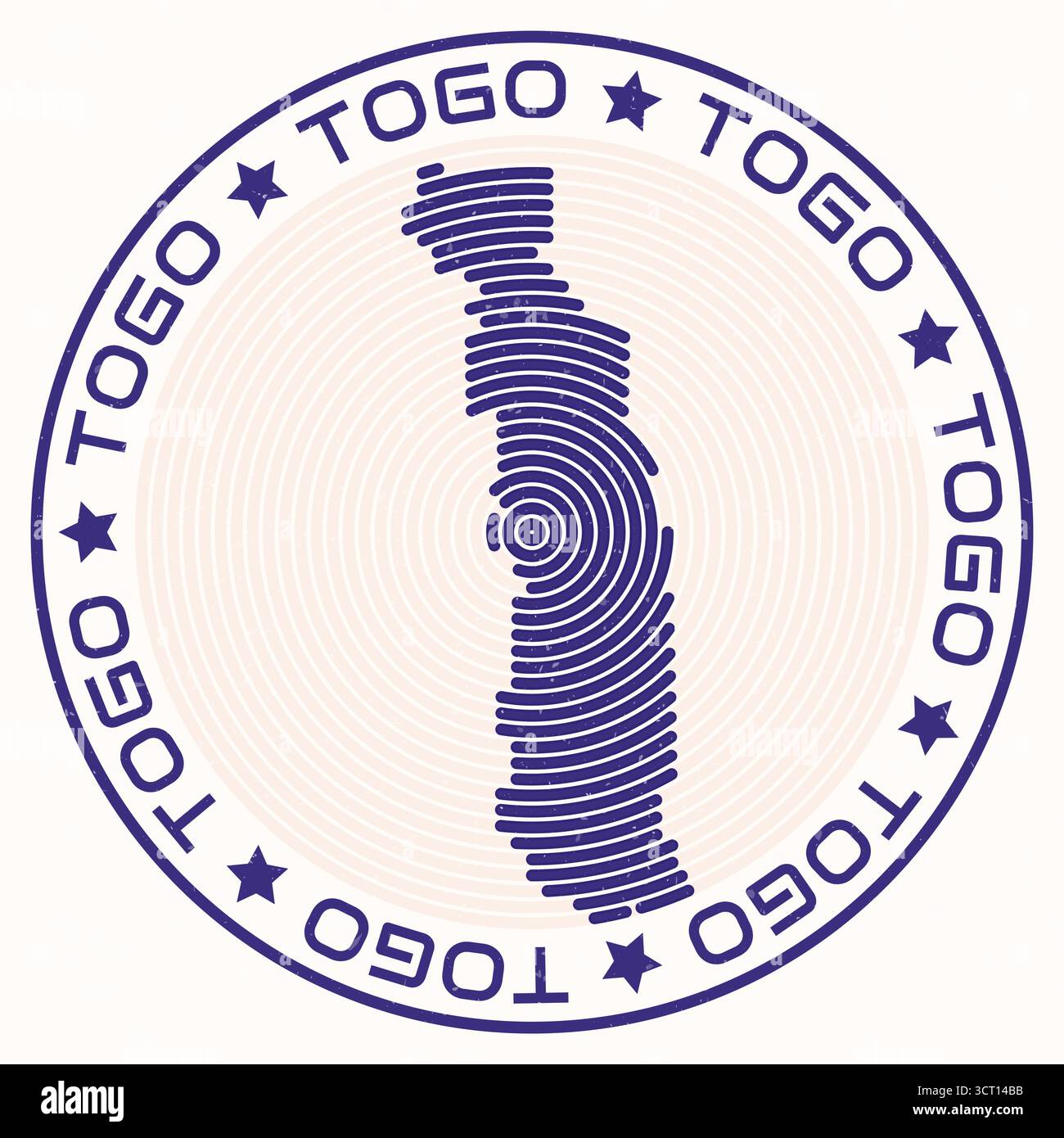 Togo map with round title. Country shape rings. Togo text around the ...