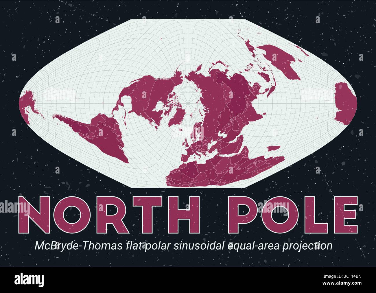 North Pole. World map. McBryde-Thomas flat-polar sinusoidal equal-area ...