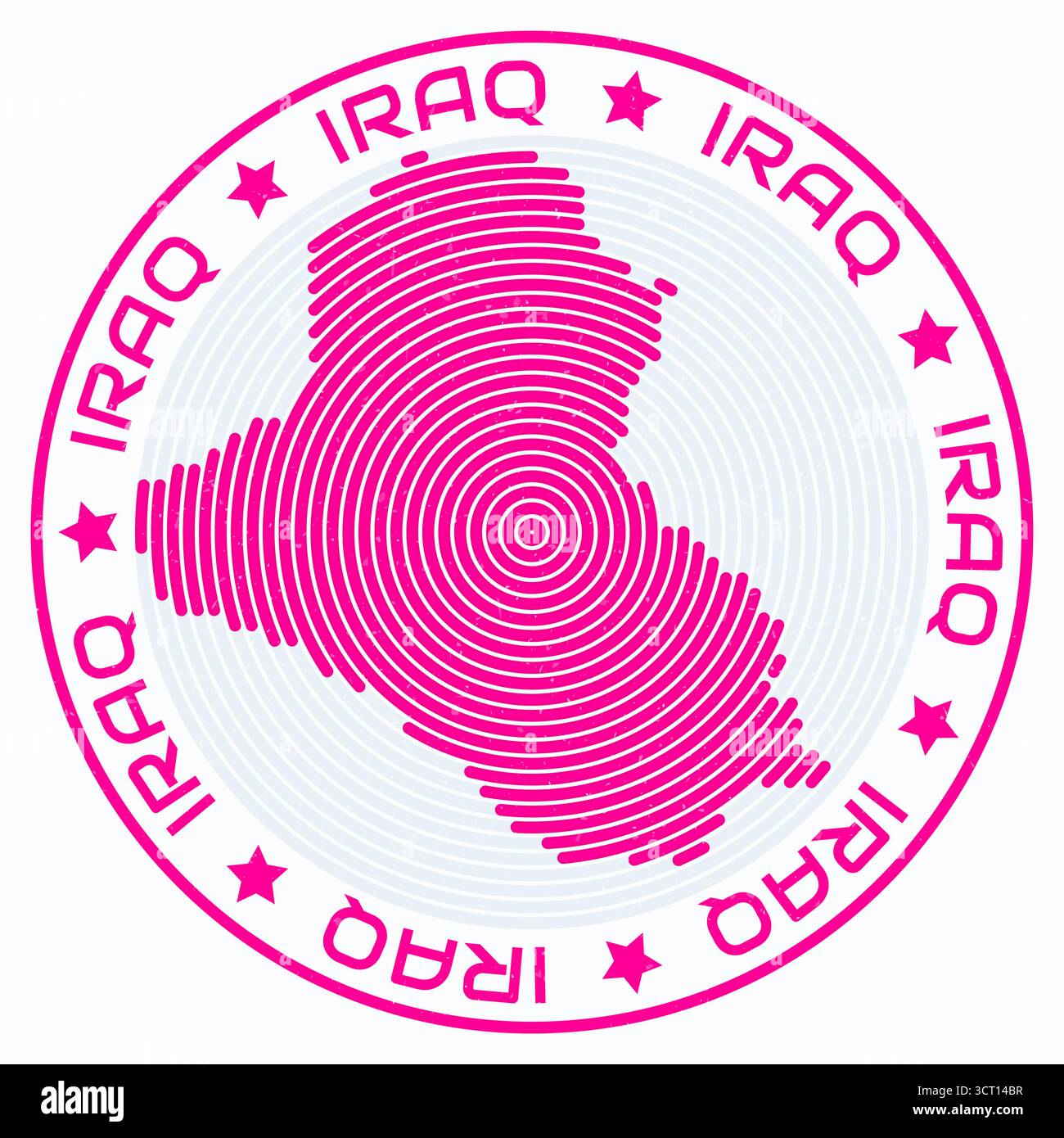 Iraq map with round title. Country shape rings. Iraq text around the ...