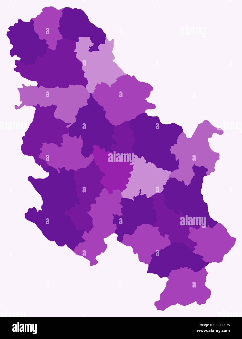 Map of Serbia with regions. Just a simple country border map with ...