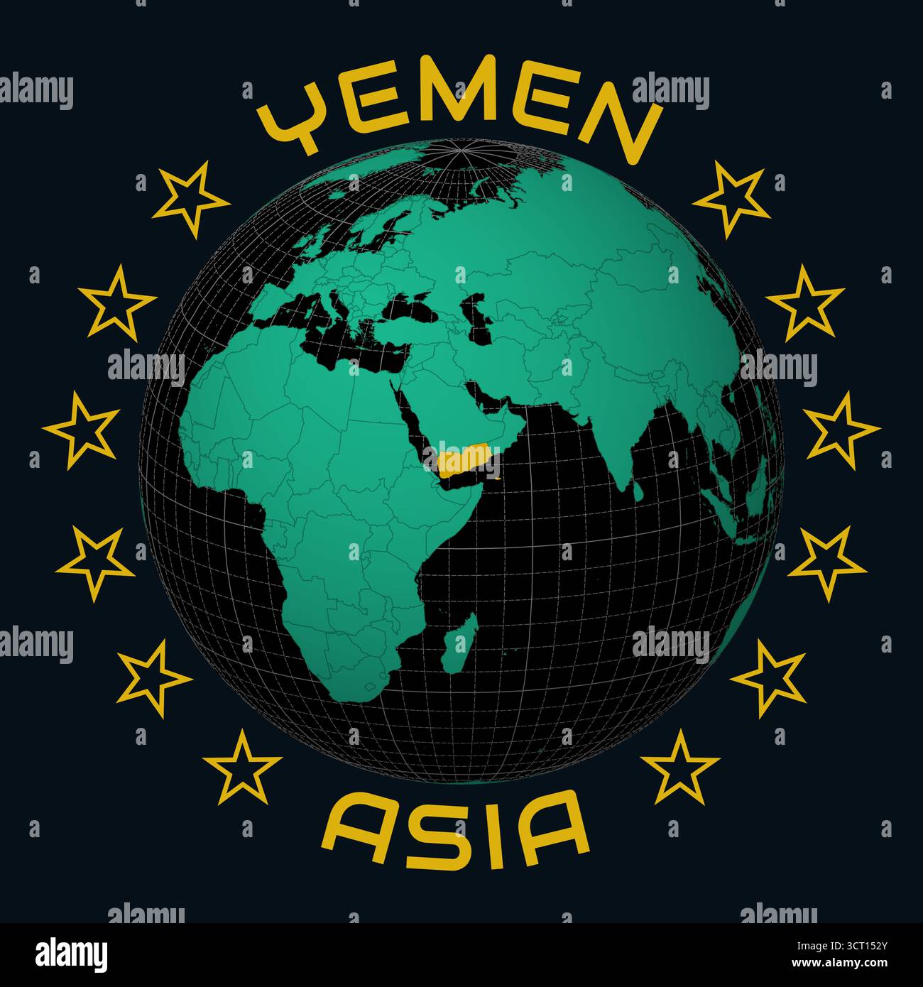 Yemen on globe round hi-res stock photography and images - Alamy
