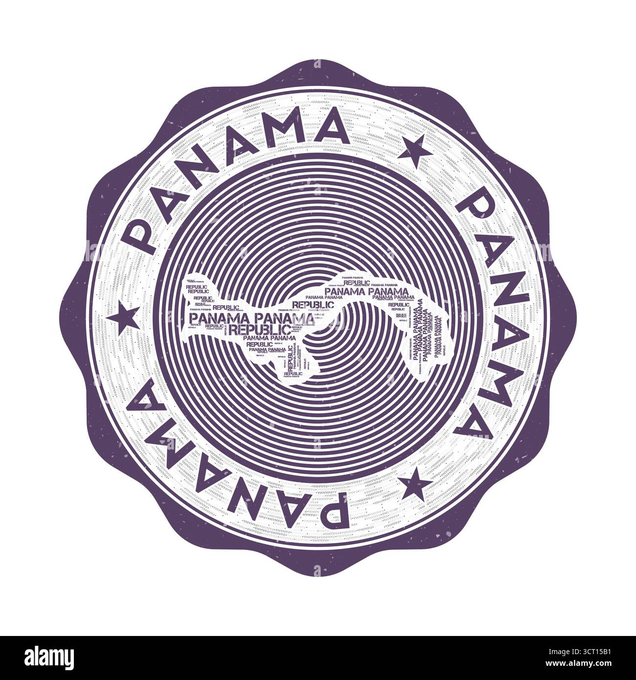 Panama seal. Country round logo with the shape of Panama and country ...