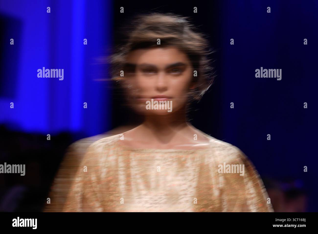 Lisbon, Portugal. 03rd Oct, 2025. A model walks the runway during Alves ...