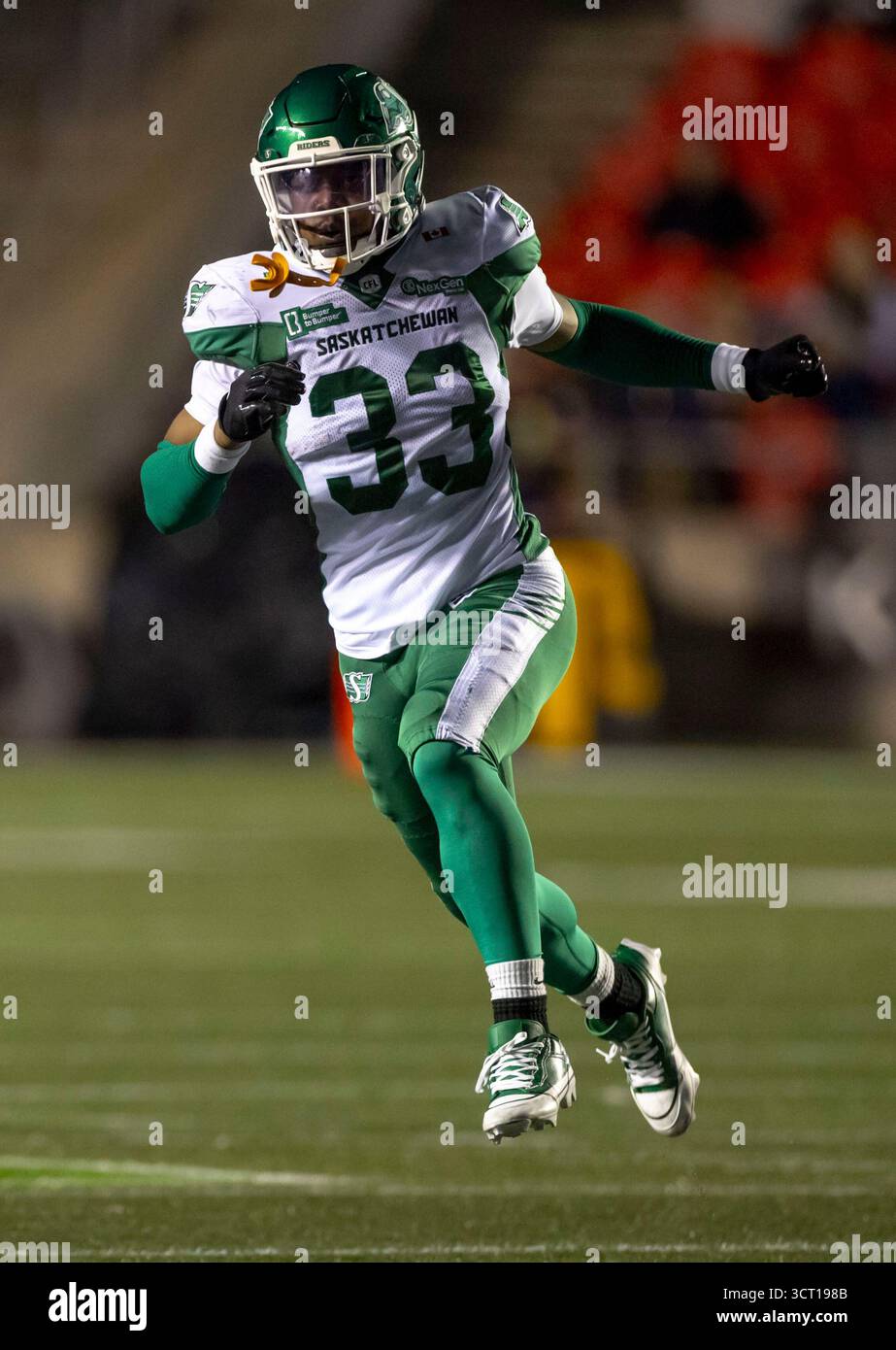 Ottawa, Canada. 03 Oct 2025. Antoine BROOKS JR (33) of the Saskatchewan ...