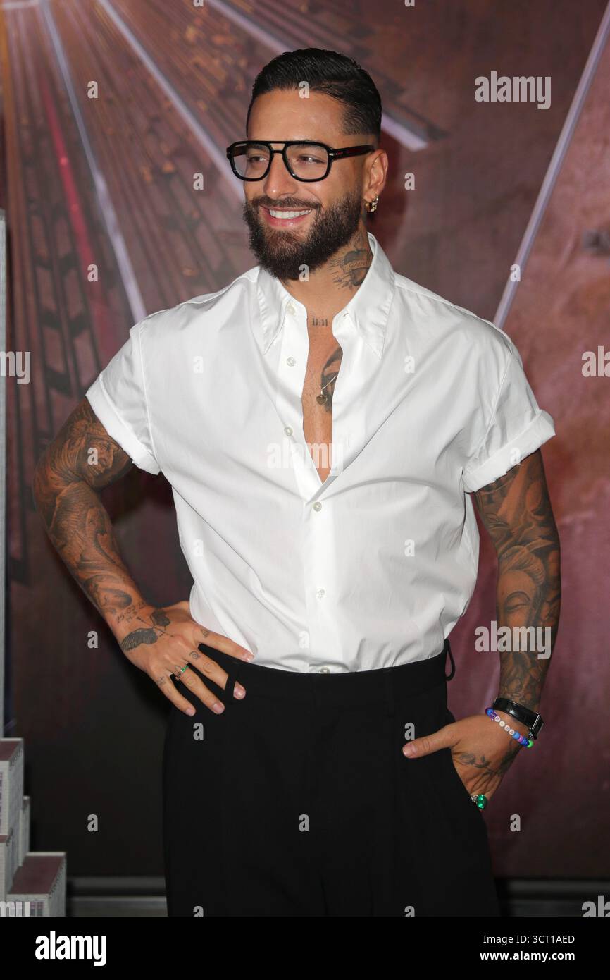 NEW YORK, NEW YORK OCTOBER 03: Colombian superstar Maluma lights the ...